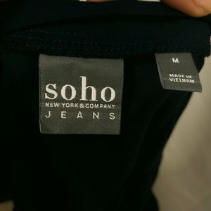 Soho | Tops | Soho Jeans Navy Blue Hilow Hem Blouse Size Med | Poshmark
